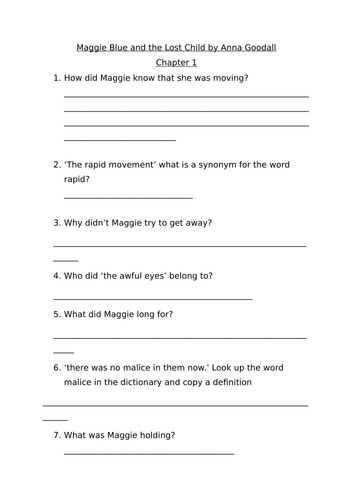 Maggie Blue and the Lost Child by Anna Goodall Chapter 1 reading ...