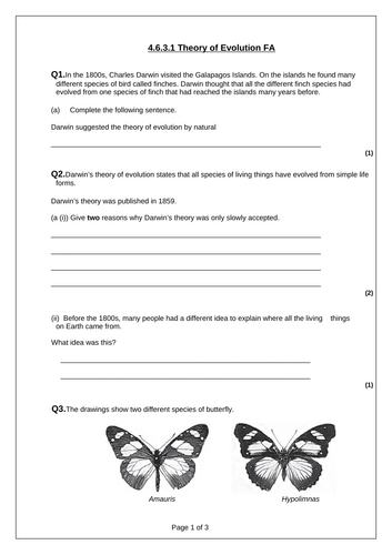 AQA GCSE Biology "Lesson 14 - Theories of Evolution" - Biology only (Inheritance Topic ...