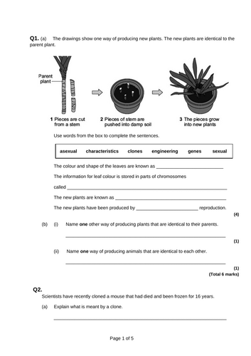 Aqa Gcse Biology Lesson 19 Cloning Biology Only Inheritance Variation And Evolution