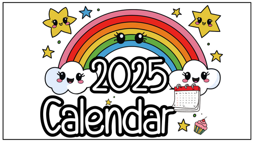 2025 Calendar Cute Kids Calendar 2025 | Teaching Resources