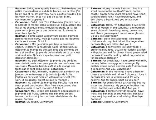 Year 8 Unit 2. FRENCH: La nourriture et les boissons que je prends et ...