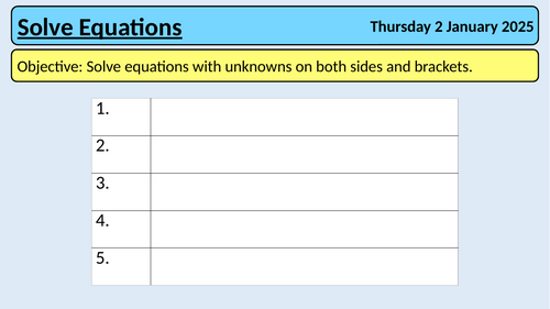 Solving Equations with Unknown and Brackets on Both Sides | Teaching ...