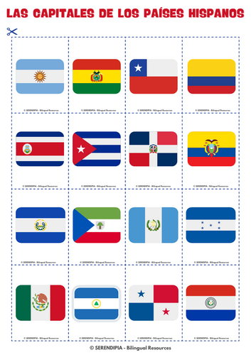 JUEGOS PAISES HISPANOS Banderas Capitales | Spanish-speaking Countries ...
