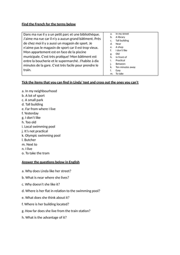 Year 8: FRENCH: Unit 11 - Décrire où j'habite + Retrieval Units 7-10 ...