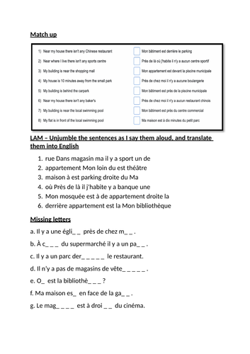 Year 8: FRENCH: Unit 11 - Décrire où j'habite + Retrieval Units 7-10 ...