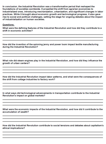 The Industrial Revolution Worksheet Packet (41 Total) | Teaching Resources