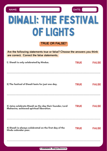 Diwali Reading Comprehension Activities | Middle School | Diwali ...