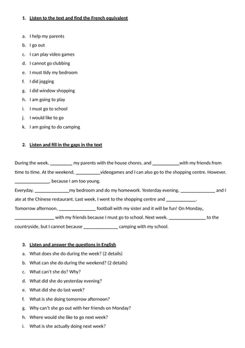 Year 9 Unit 9 - GCSE FRENCH: Une journée typique (passé composé ...