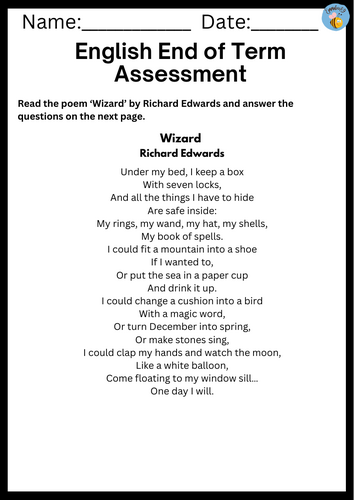 3rd Class English Assessment | Teaching Resources