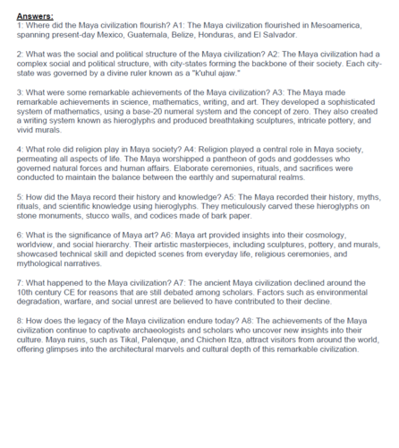 Mayan Civilization Worksheet Packet (19 Total) | Teaching Resources