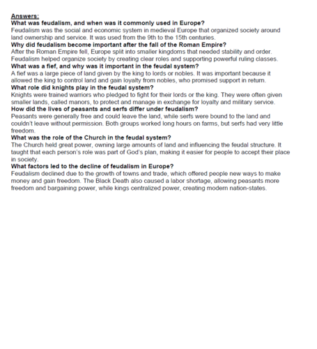 Medieval Feudalism Worksheet Packet (39 Total) | Teaching Resources