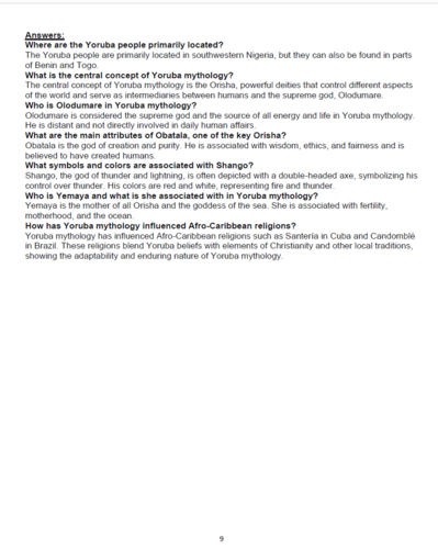 Mythology of West Africa Worksheet Packet (37 Total) | Teaching Resources