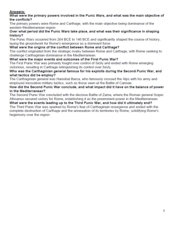 The Punic Wars Worksheet Packet (26 Total Assignments) | Teaching Resources