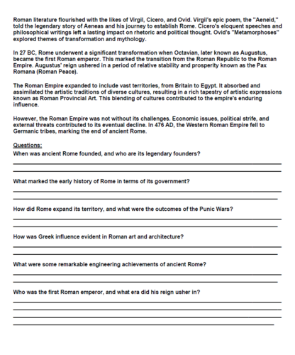 Ancient Rome Worksheet Packet (82 Total Assignments) | Teaching Resources