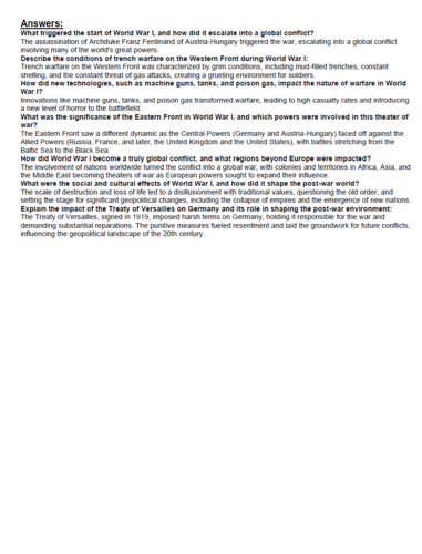 World War I Worksheet Packet (26 Total Assignments) | Teaching Resources