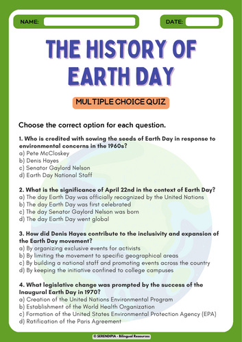 History of Earth Day Nonfiction Reading Comprehension Activities ...