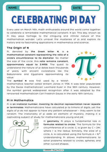 The History of Pi Day | READING COMPREHENSION ACTIVITIES | No-Prep ...