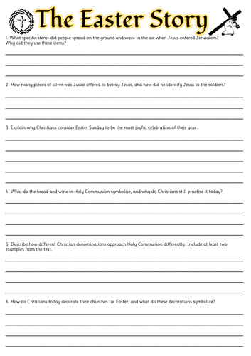 Easter Story: Reading Comprehension | Teaching Resources