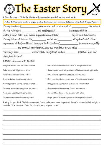 Easter Story: Reading Comprehension | Teaching Resources