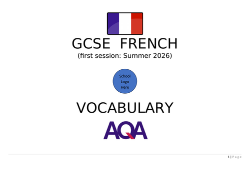 AQA Vocabulary Booklet GCSE French | Teaching Resources