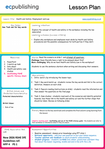 Health and Safety at Work - Careers | Teaching Resources