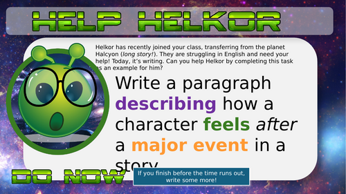 50 "Do Now" Writing Prompts for GCSE English: “Help Helkor” | Teaching ...