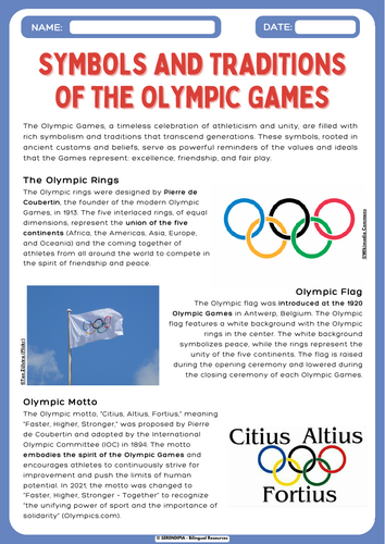 Olympic Games NO PREP READING COMPREHENSION | Olympic Games Symbols ...