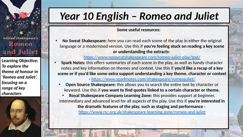 OCR GCSE Romeo and Juliet: Full SOW | Teaching Resources
