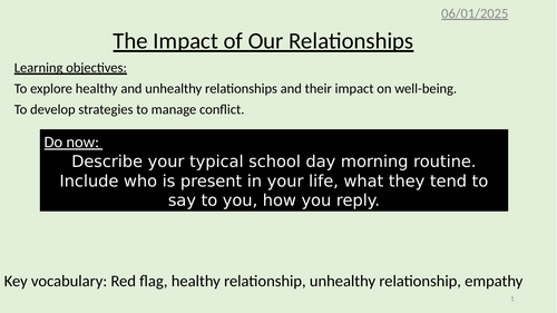 KS3 or KS4 Relationships education RSE Healthy Relationships managing ...