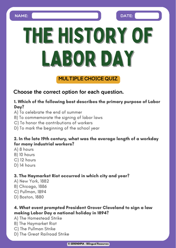 History of Labor Day | READING PASSAGE + WRITING PROMPTS | Middle ...