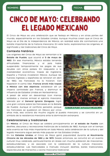 Historia del Cinco de Mayo Lectura | Cinco de Mayo Spanish Reading ...