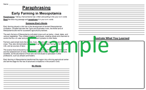 Ancient Mesopotamia Paraphrasing Worksheet Packet (24 Assignments ...