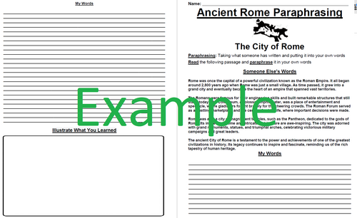 Ancient Rome Paraphrasing Worksheet Packet (66 Assignments) | Teaching ...