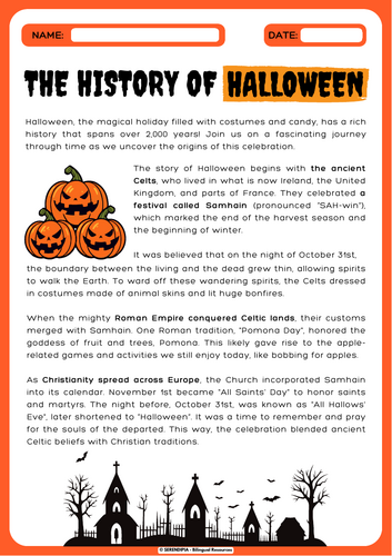 History of Halloween & Traditions | NO-PREP READING COMPREHENSION ...