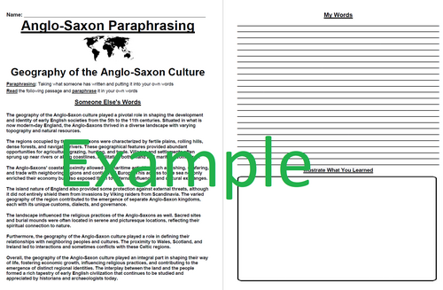 Anglo-Saxons Paraphrasing Worksheet Packet (15 Assignments) | Teaching ...