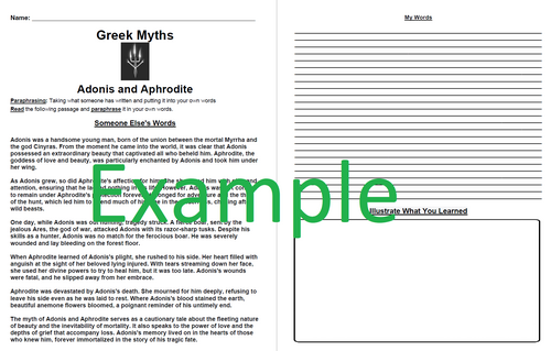 Greek Myths Paraphrasing Worksheet Packet (45 Assignments) | Teaching ...