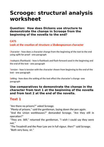 Scrooge: structural analysis worksheet | Teaching Resources