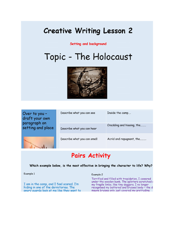 Creative Writing - Holocaust - 3 Complete lessons -Dyslexia Friendly ...