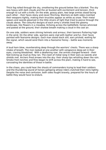 Historic Battle - Setting Description | Teaching Resources