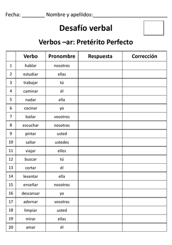 Spanish - Desafío verbal (BUNDLE) | Teaching Resources