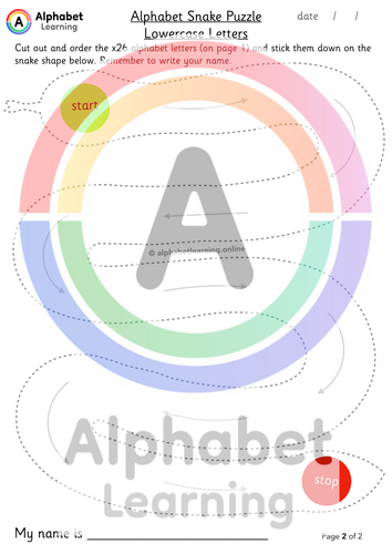 Alphabet Snake Ordering lowercase letters | Teaching Resources