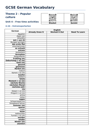 New GCSE German (2024) - AQA - 4.1G (Extremsportarten) - Full lessons ...