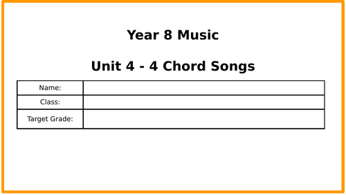 Year 8 Music - 4 Chord Songs | Teaching Resources