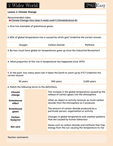 2.1.1 Climate Change Lesson Pack | Teaching Resources