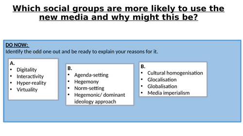 AQA A-Level Sociology: Media - Who uses the new media? | Teaching Resources