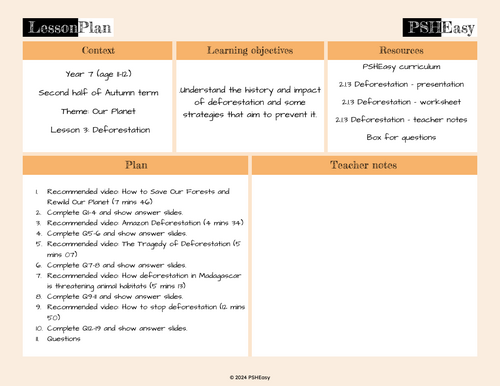 2.1.3 Deforestation Lesson Pack | Teaching Resources