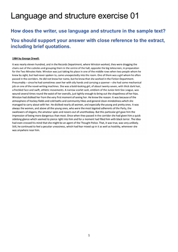 English language and structure exercise 01 | Teaching Resources