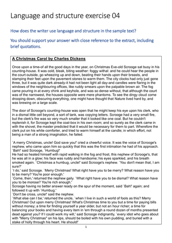 English language and structure exercise 04 | Teaching Resources