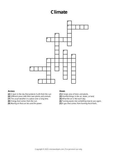 Climate and the environment crossword (KS3) | Teaching Resources