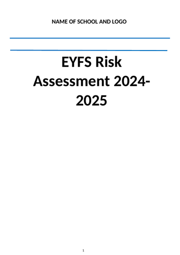 EYFS Environment Risk Assessment | Teaching Resources